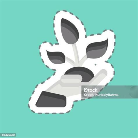 스티커 라인 컷 자연을 구하십시오 환경 기호와 관련이 있습니다 간단한 그림입니다 보존 지구 깨끗이 0명에 대한 스톡 벡터 아트