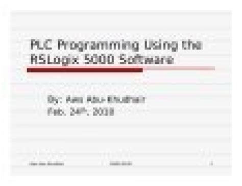PLC Programming Using The RSLogix Software