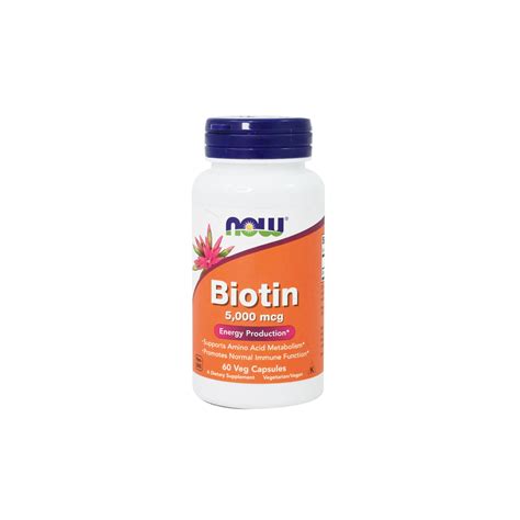 NOW BIOTIN 5000MCG VEG CAPSULES 60S - VIVAPharmacy