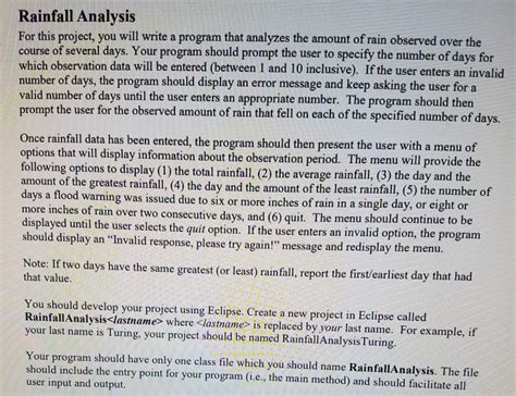 Solved Rainfall Analysis For This Project You Will Write A