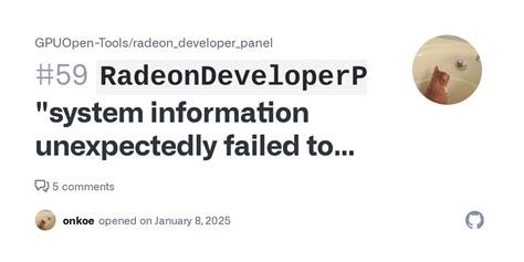 `radeondeveloperpanel` System Information Unexpectedly Failed To Load · Issue 59 · Gpuopen