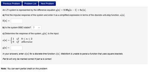 Solved Problem List Previous Problem Next Problem An LTI Chegg Com