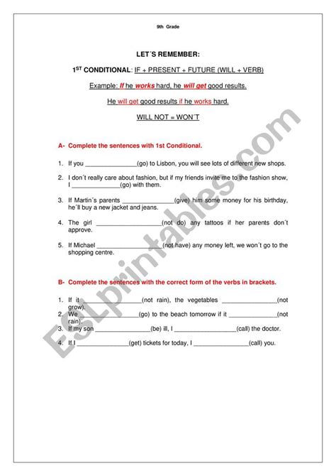 Exercises If Clauses ESL Worksheet By Elbi