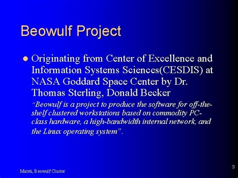 How To Build And Use A Beowulf Cluster
