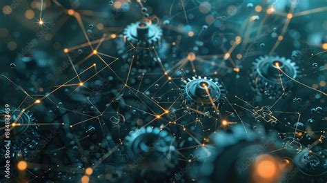 Conceptual Illustration Of Gears Integrated Within A Neural Network