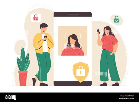 Facial Recognition Technology Concept Face Id System In Smartphone App Biometric