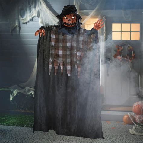 Atc 6 Ft Animated Hanging Checkered Shirt Pumpkin Man Halloween
