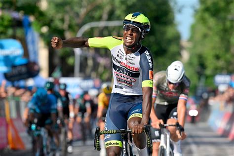 Cycling Eritrea S Biniam Girmay Takes Giro Leg In Win For Africa Injured By Champagne Cork