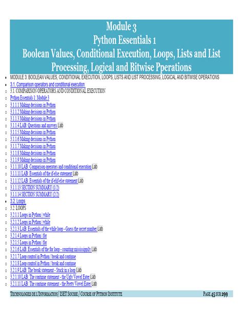 Cours Pythonessentials Py Institutemodule3 Pdf Control Flow