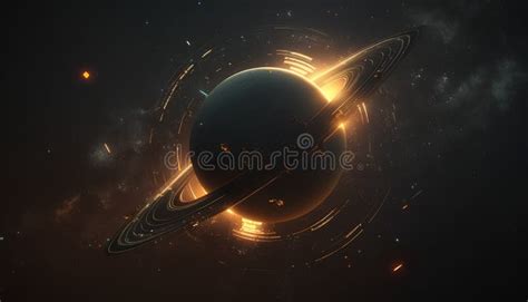 Planet In Space Solar System Science Fiction Stock Illustration