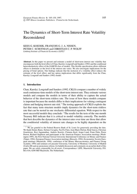 Pdf The Dynamics Of Short Term Interest Rate Volatility Reconsidered