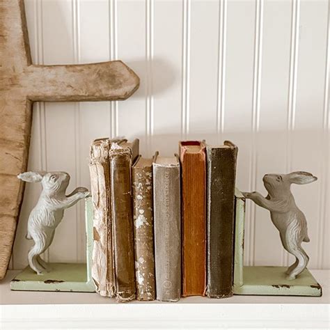 Cast Iron Bunny Bookends Antique Farmhouse