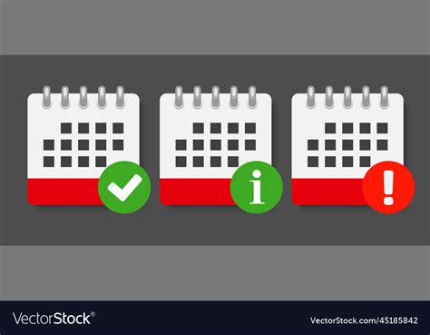 Icon Calendar Popup Message Check Info Error Vector Image