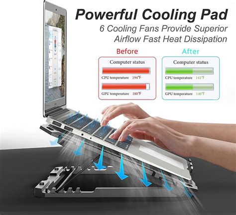 Laptop Cooling Pad Gaming Laptop Stand Cooler Pad With Adjustable Wind Speed Notebook Riser