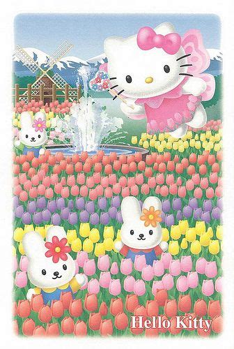 Hello Kitty Postcard Tulips Hello Kitty Themes Hello Kitty