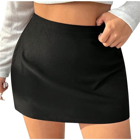 Ohufall Mini Jupes Pour Femmes Taille Haute Contrôle Du Ventre Jupes
