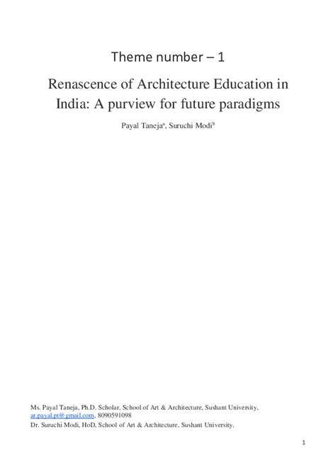 Pdf Renascence Of Architecture Education In India A Purview For Future Paradigms