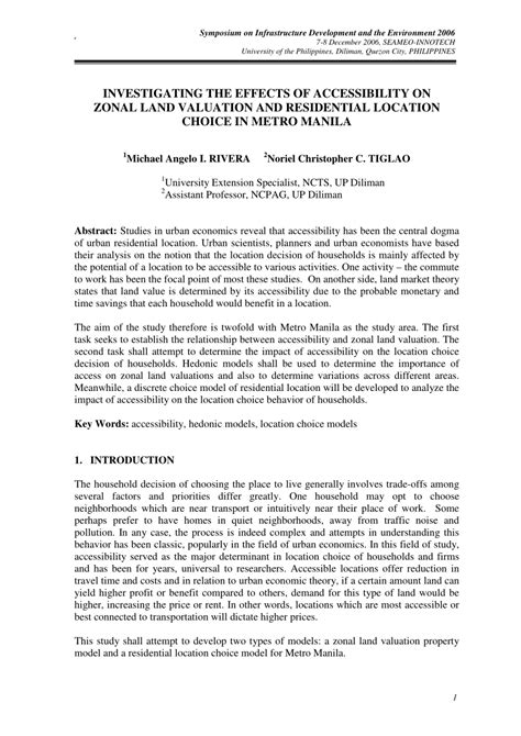 Subdivision Cost Spreadsheet For Pdf Site Selection For Subdivision Development In Guiguinto