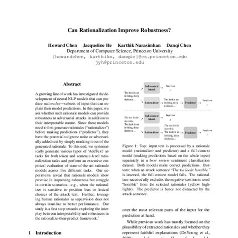 Can Rationalization Improve Robustness Acl Anthology