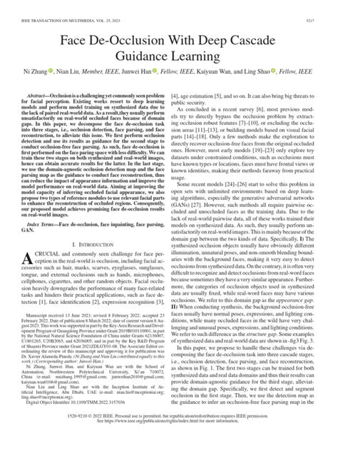 face de occlusion with deep cascade guidance learning pdf applied