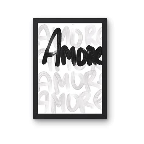 Amore Svartvit Affisch Poster Typografisk Väggkonst Cdon