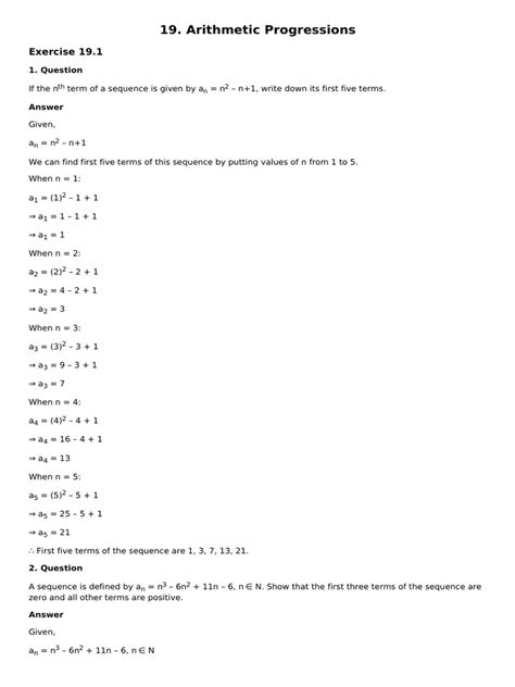 Arithmetic Progressions Download Free Pdf Summation Numbers