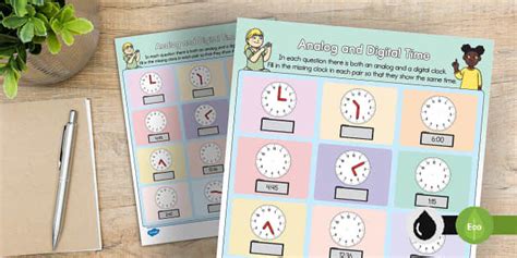 Telling Time Using Analog And Digital Clocks Activity