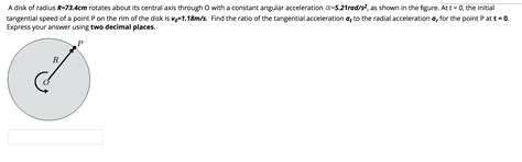 Solved A Disk Of Radius R Cm Rotates About Its Central Chegg