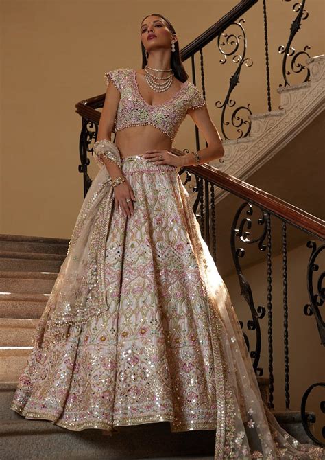 Ice Pink Mirror Lehenga Set En 2024 Boda
