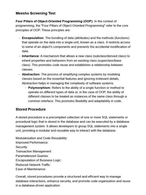 Meesho Screening Test Study Material Pdf Class Computer