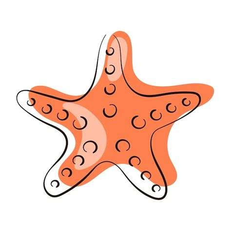 Premium Vector Starfish Logo In Line Art Style Orange Color Undersea Icon For Design Seafood