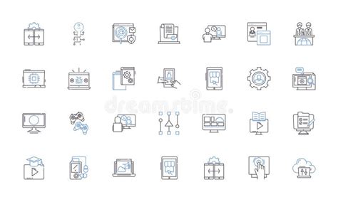 Futuristic Units Line Icons Collection Cyber Robotics Holographic Ai Nanobots Mech Drs