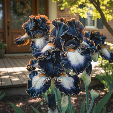 50 Dark Blue Bearded Iris Seeds Dramatic Ruffled Perennial Garden