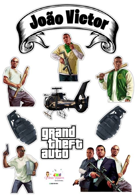 Pin De Dulce Cunha Em Aniversário Gta Adesivos Personalizados Para Lembrancinhas Gta Topper