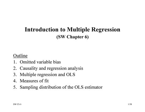 Sw3u Ch6 Slides Lecture Notes 6 Introduction To Multiple Regression Sw Chapter 6 Outline 1