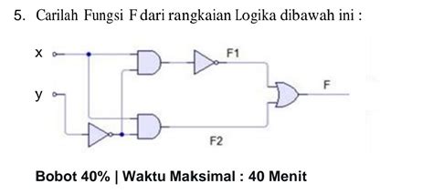 5 Carilah Fungsi F Dari Rangkaian Logika Dibawah Ini The Image Contains