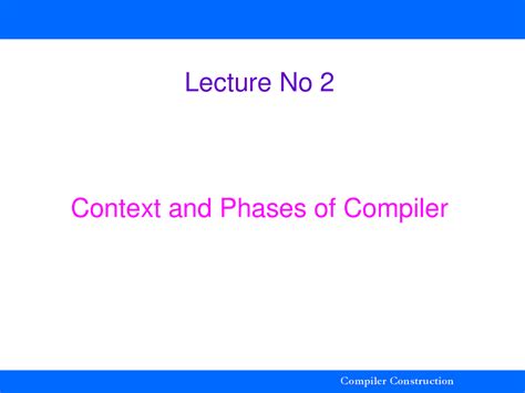 Lecture 2 Of Compiler Construction Docsity