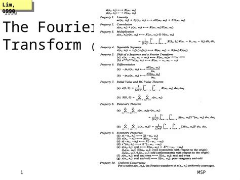 Ppt Msp15 The Fourier Transform Cont Lim 1990 Msp16 The Fourier Series Expansion Suppose