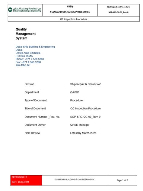 sop src qc 03 qc inspection procedure pdf nondestructive testing