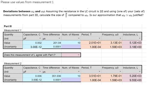 Please Use Values From Measurement 1 Deviations Between Wd And Wo Assuming The Resistance In The