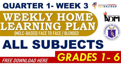 Week 3 Grades 1 6 Weekly Home Learning Plan Q The Teachers Craft