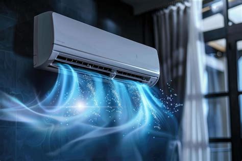 Aire Acondicionado Fresco Con Ionizador Y Vapor De Agua Concepto De Un