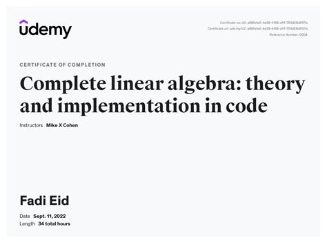 fadi eid on linkedin successfully completed this course on linear algebra and its practical…