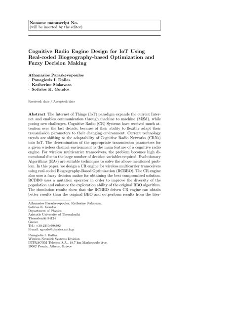 pdf cognitive radio engine design for iot using real coded