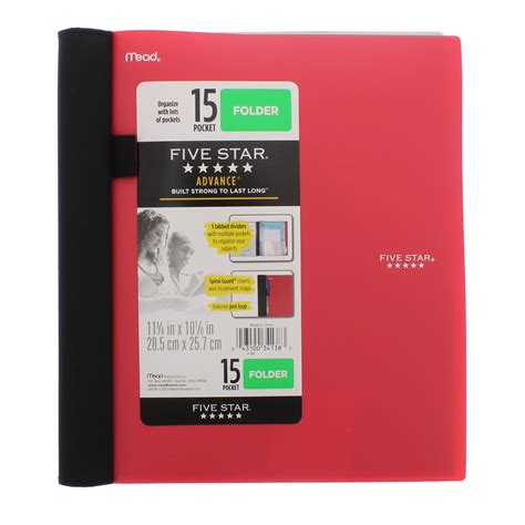 Five Star Advance 15 Pocket Folder Wirebound Assorted Colors Shop Folders At H E B