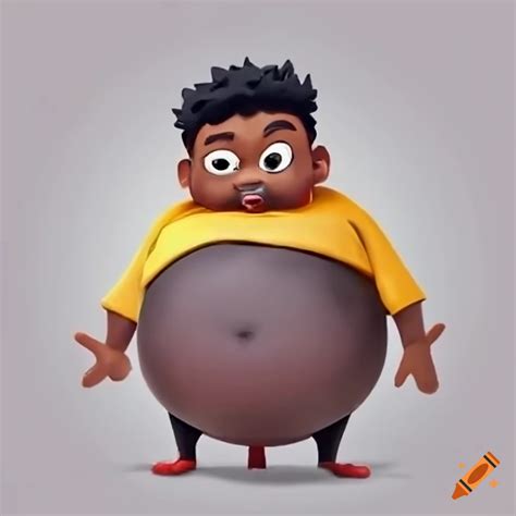 A Funny Cartoon Black Character With Big Tommy And High Hair Haircut In