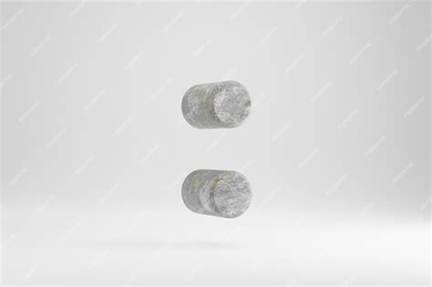 돌 3d 콜론 기호입니다 바위 질감된 기호 흰색 배경에 고립입니다 3d 렌더링된 돌 글꼴 문자입니다 프리미엄 사진