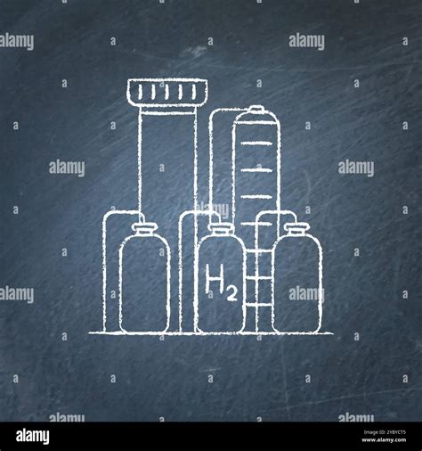 Hydrogen Plant Icon Sketch On Chalkboard Renewable Energy Production Symbol Chalk Drawing On