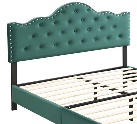 Dali Queen Velvet Green Bed Frame Queen Bed Frames