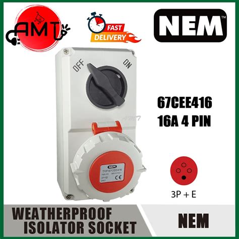 Nem Isolator Weatherproof Socket 16a 4pin Ip66 67cee416 Shopee Malaysia